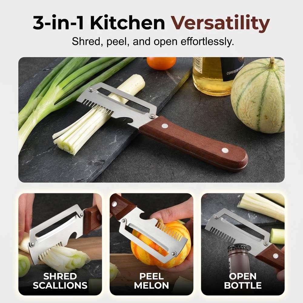 2026 Ergonomic Grip Veggie Peeler, 3-in-1 Multi-Functional Tool with ...
