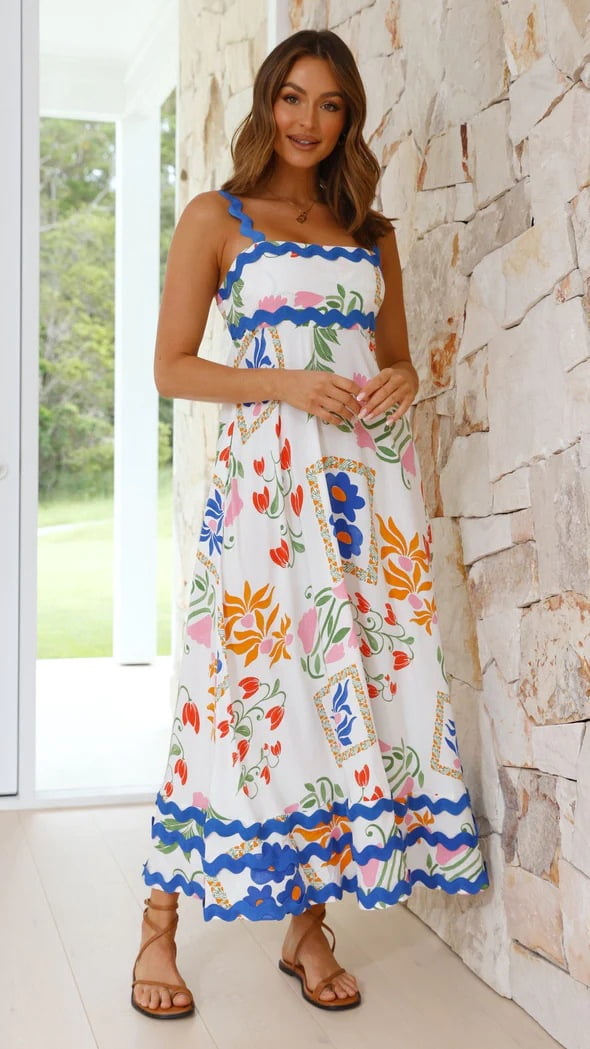 2026 European and American Summer New Women's Blue Watercolor Print ...
