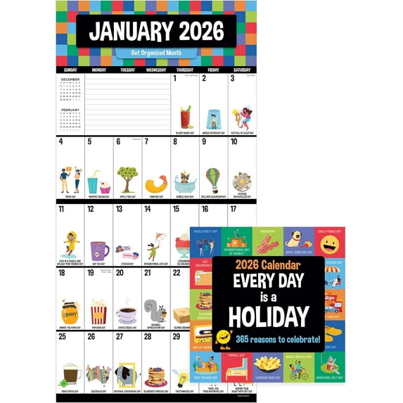 2026 Every Day's A Holiday Wall - Large Grids for Appointments and ...