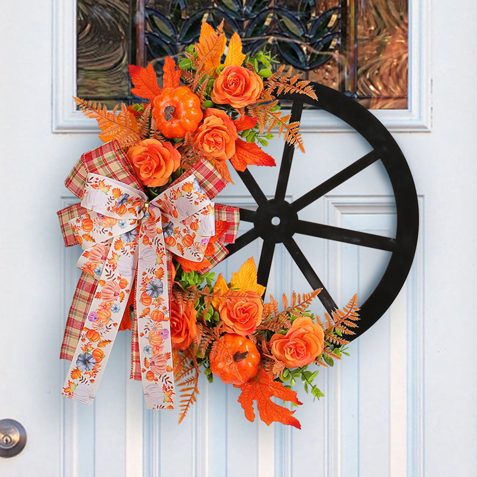 2026 Fall Thanksgiving Wreath Pumpkin Wheel Wreath Festival Decorations ...