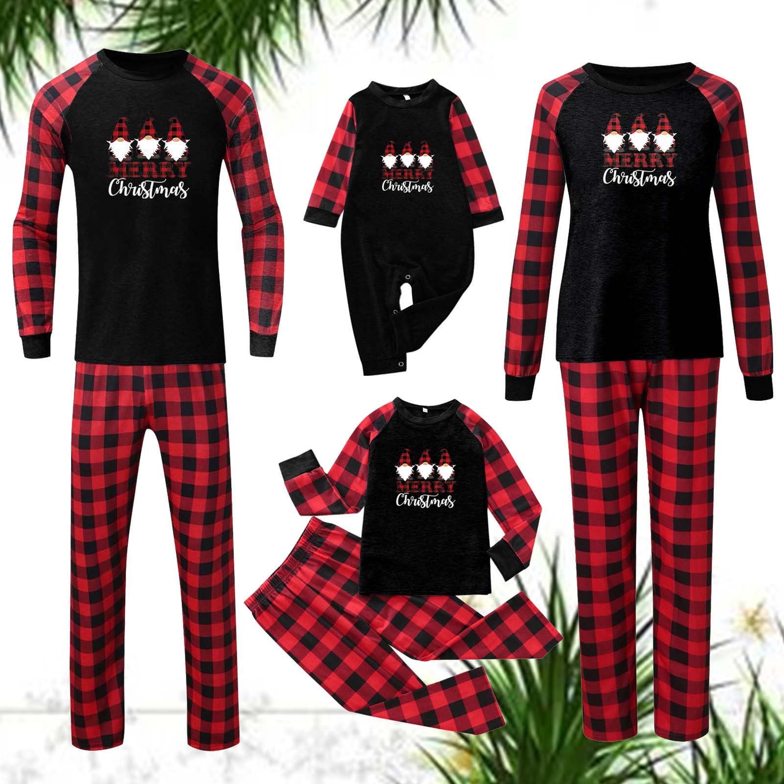 2026 Family Christmas Pajamas Sets, Reindeer Graphic Plaid Tee Shirts ...