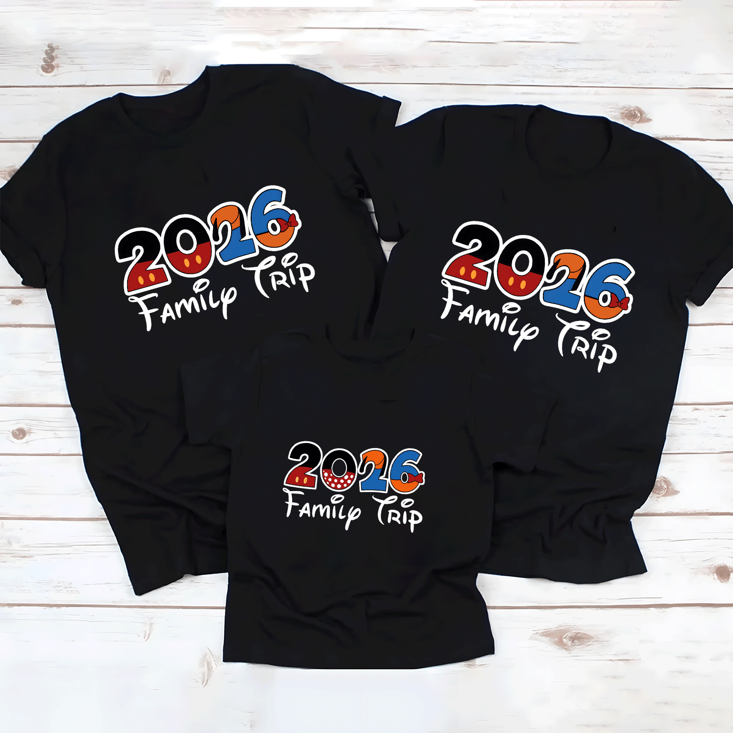 2026 Family Trip Matching Graphic Cartoon Cotton T-Shirts, Summer Trip ...