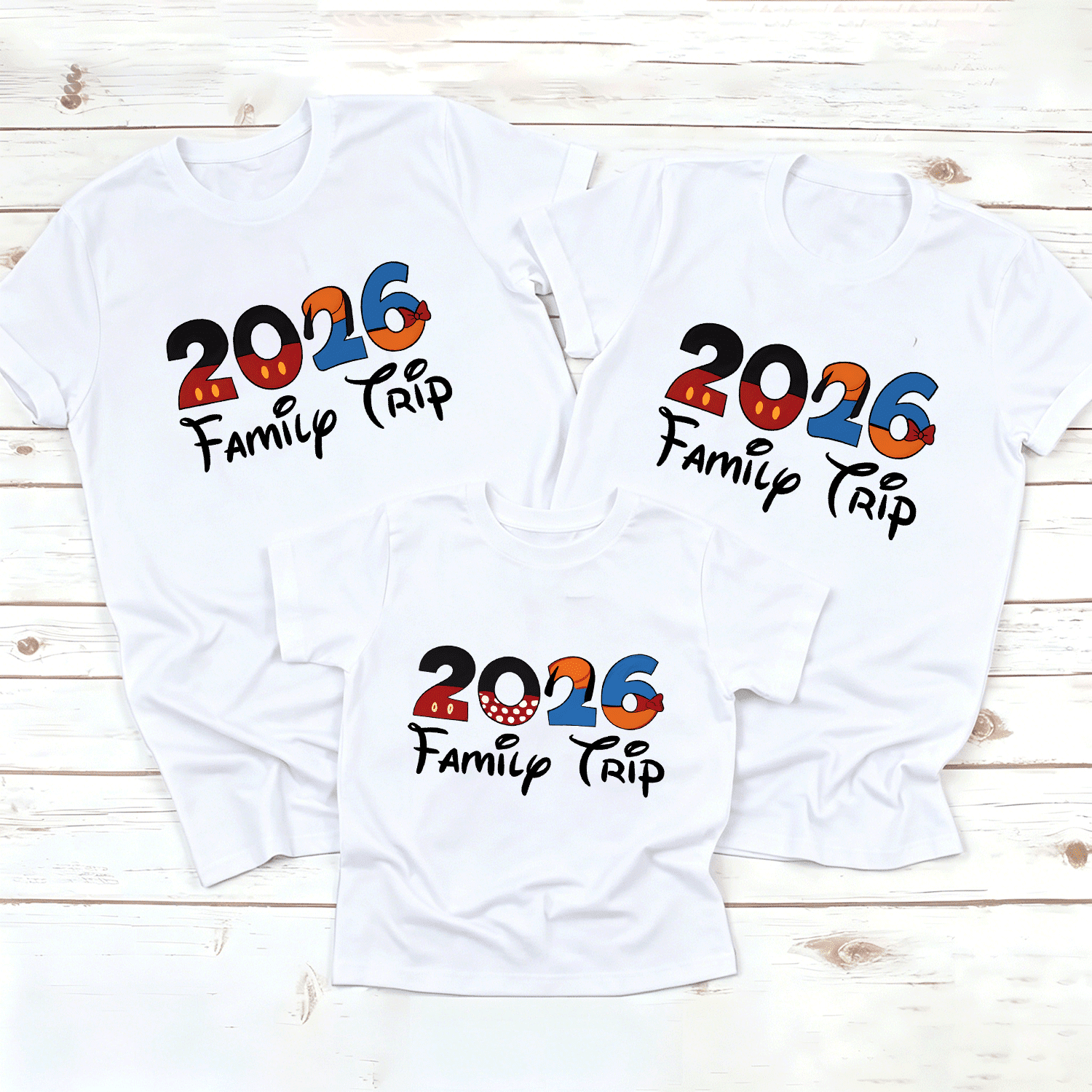 2026 Family Trip Matching Graphic Cartoon Cotton T-Shirts, Summer Trip ...