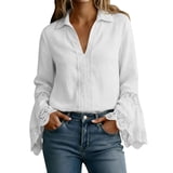 2026 Fashion Tops for Women Dressy Casual Plus Size Solid Color Long ...