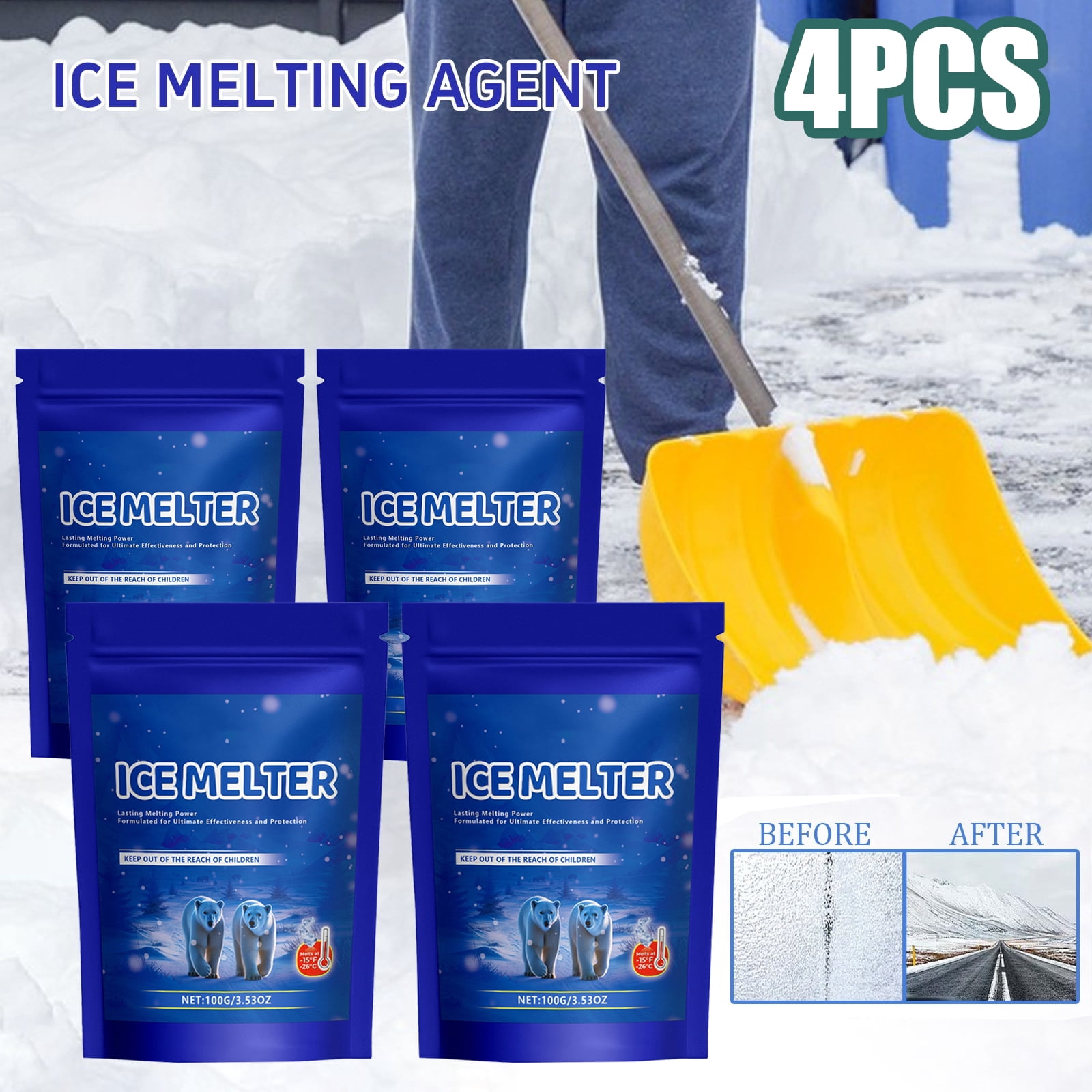 2026 Fast Acting Ice Melt 100g Pellets Pet Friendly Snow Salt for ...