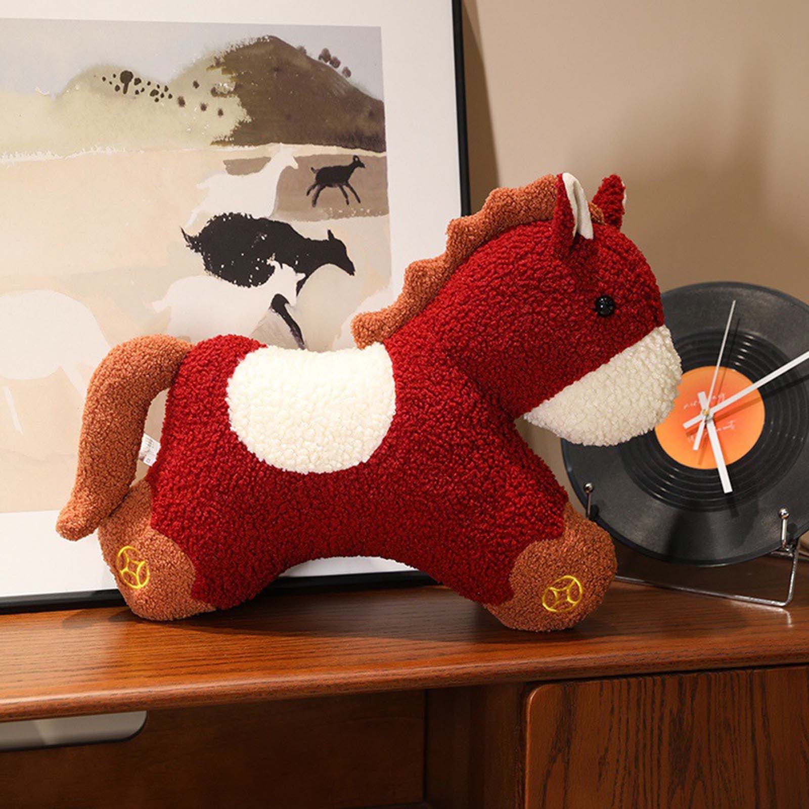 2026 Fire Horse Year Red Irregular Pillow - Soft Plush Cushion for Sofa ...