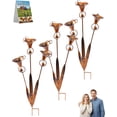 2026 Flamed Copper Three Calla Lilies Garden Stake with Bells, Rain ...