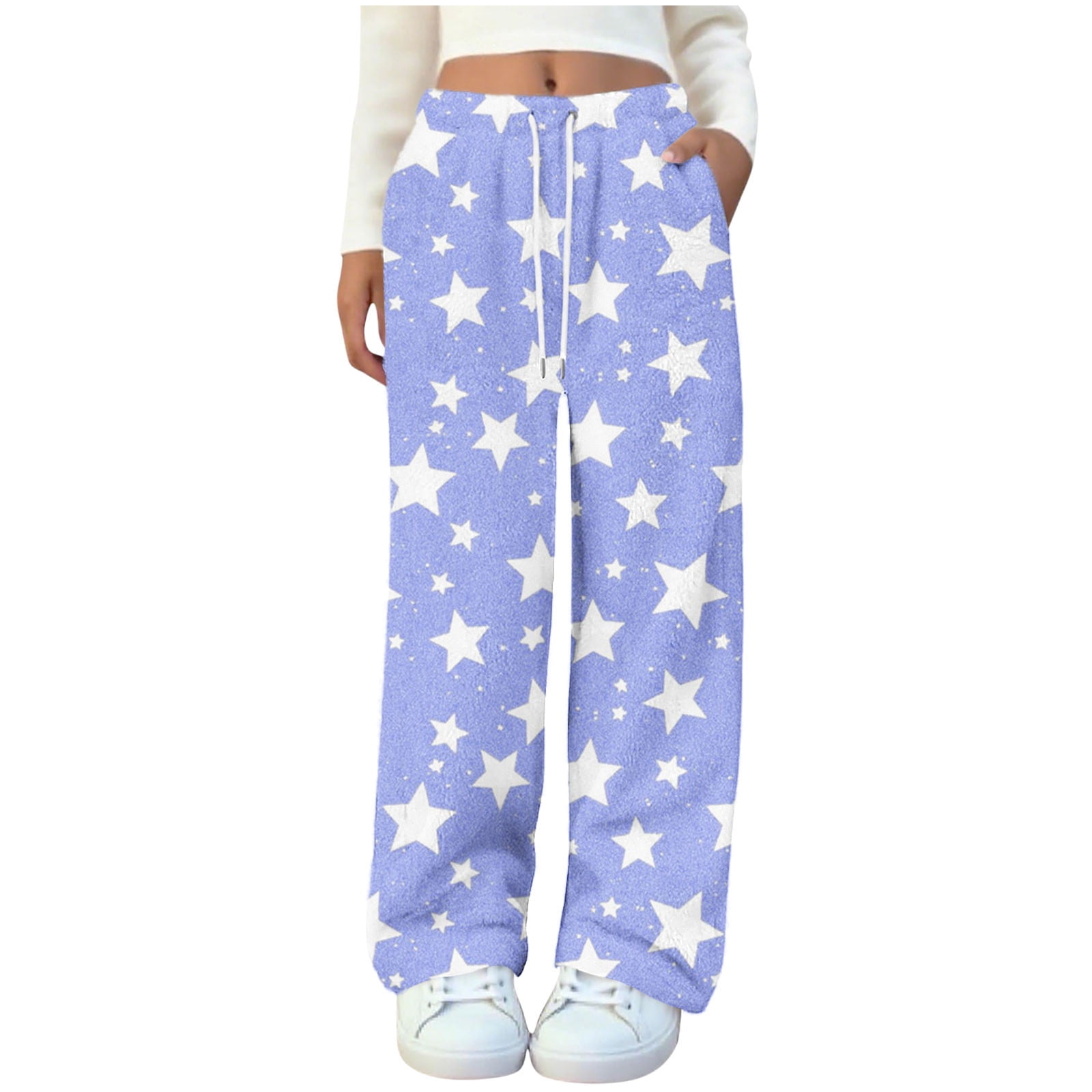 2026 Flannel Pajama Pants for Women Winter Star Print Drawstring Soft ...