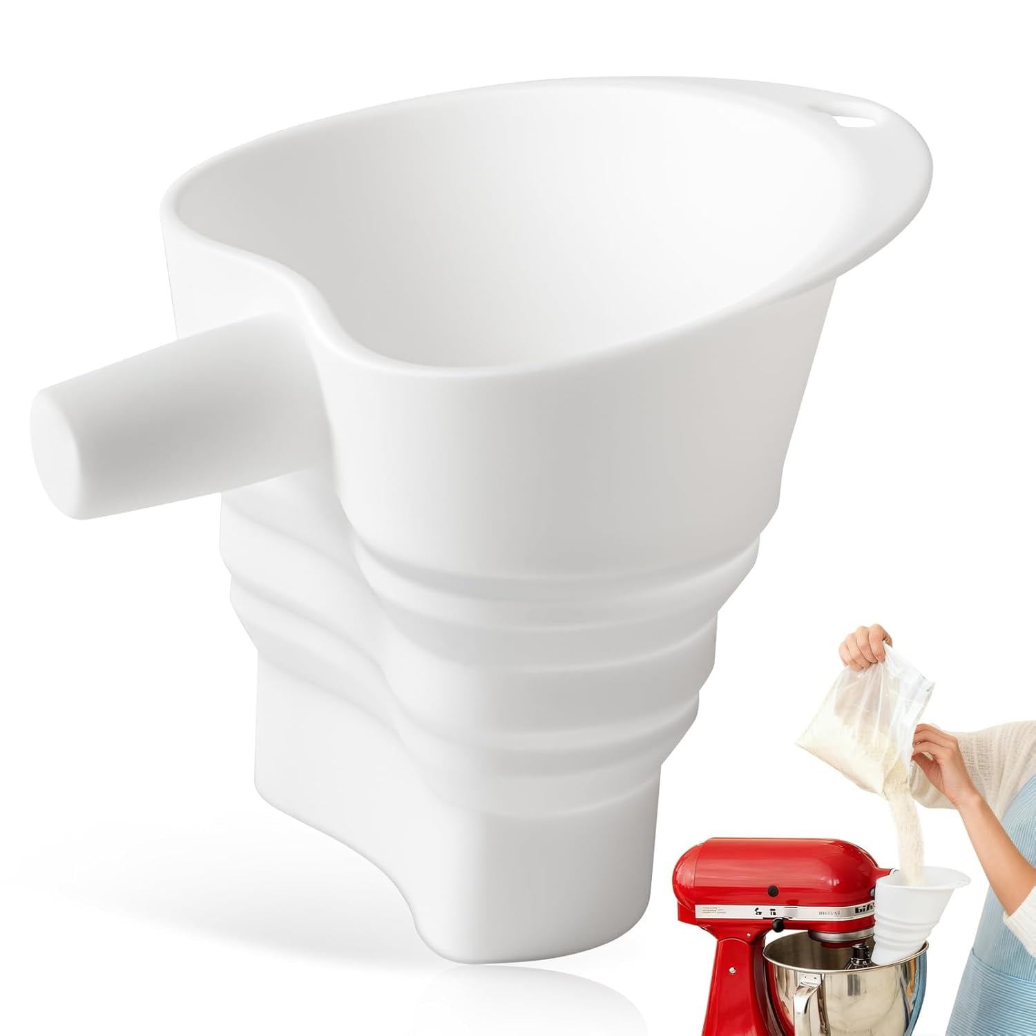 2026 Flour Funnel for Kitchen Aid Mixer, Food-Grade Silicone for ...