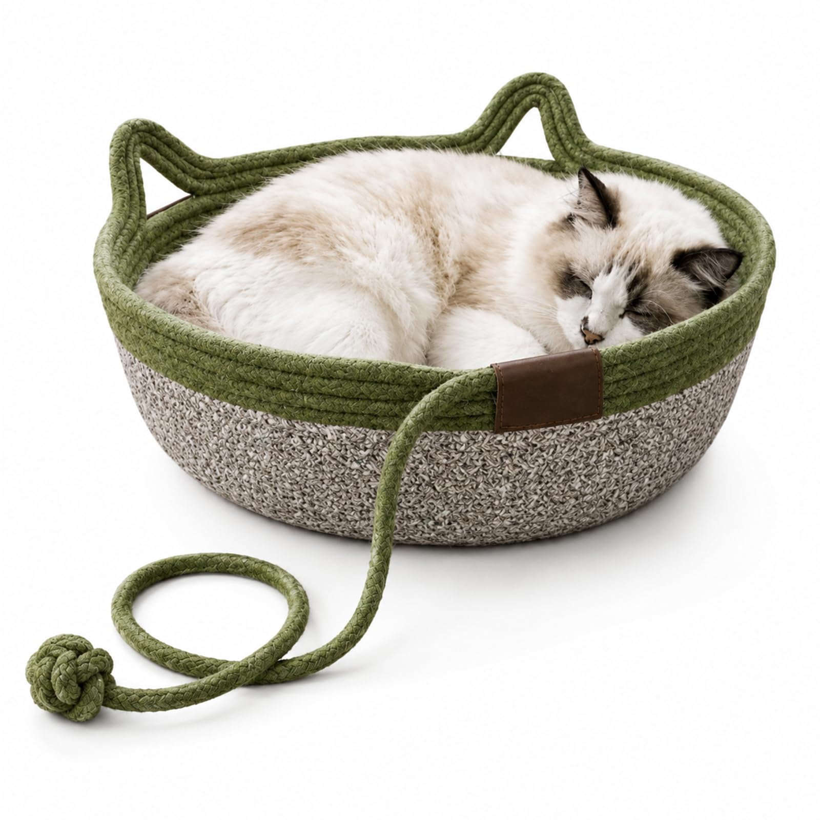 2026 Foldable Cat Basket Bed – Handwoven with Hanging Ball, Scratchable ...