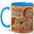 2026 Folk Art Horse 11oz Ceramic Mug, Good Fortune New Year Cup ...