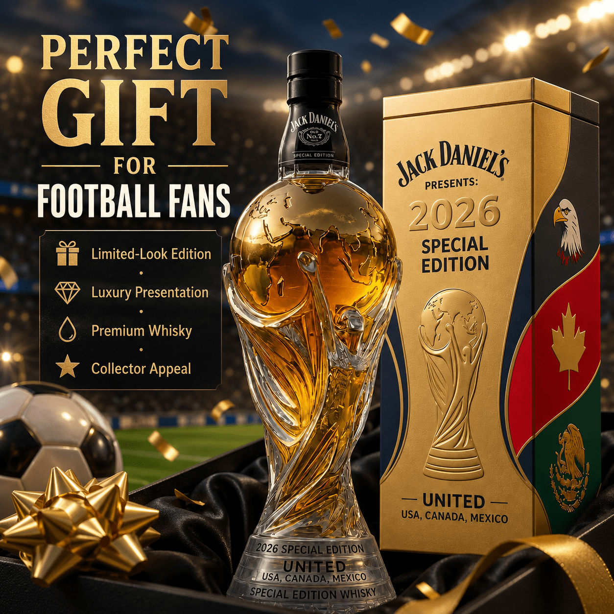 2026 Football Cup Special Edition Whisky Bottle Elegant Glass Trophy ...