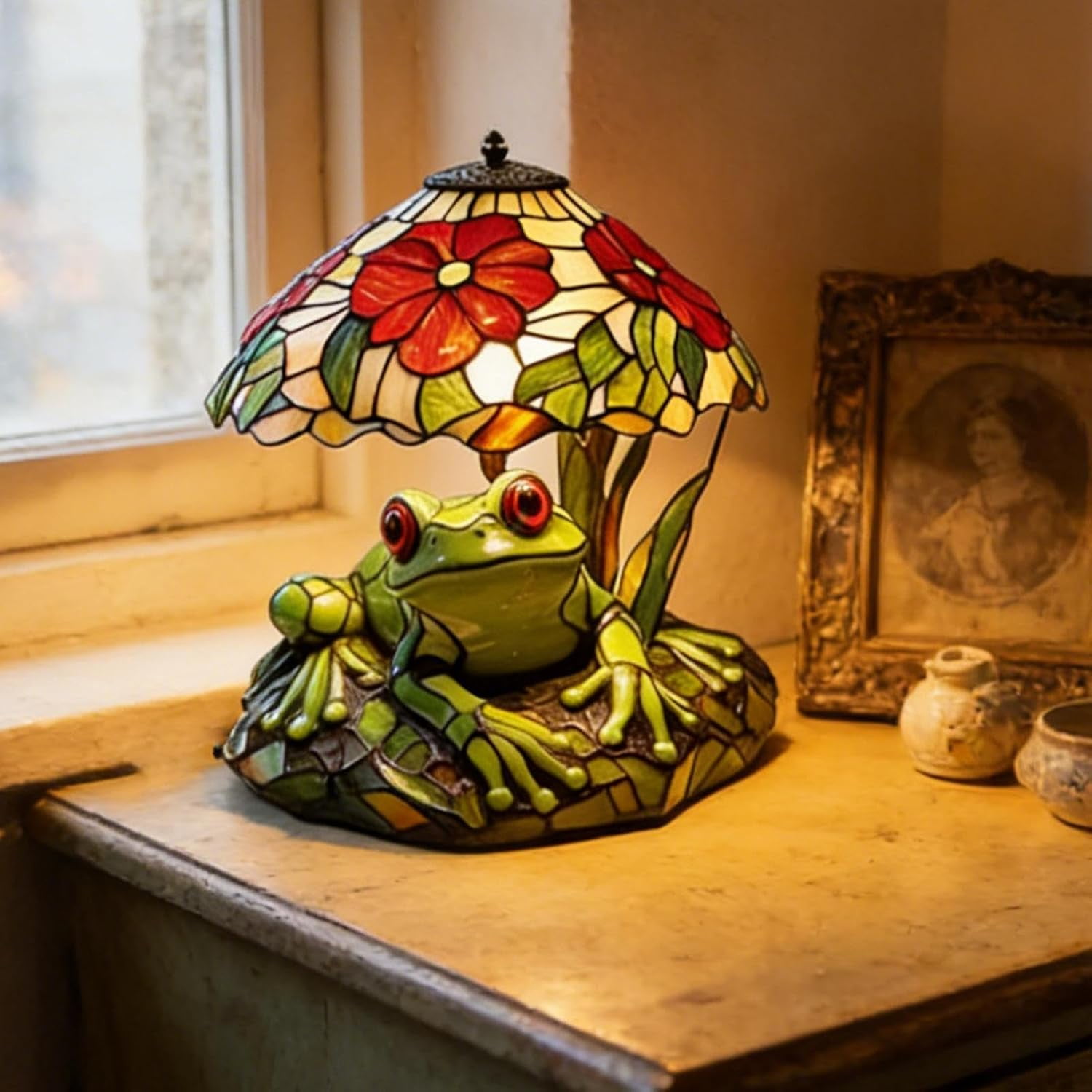 2026 Frog and Flower Table Lamp Bedside Lamps LED Reading Light ...