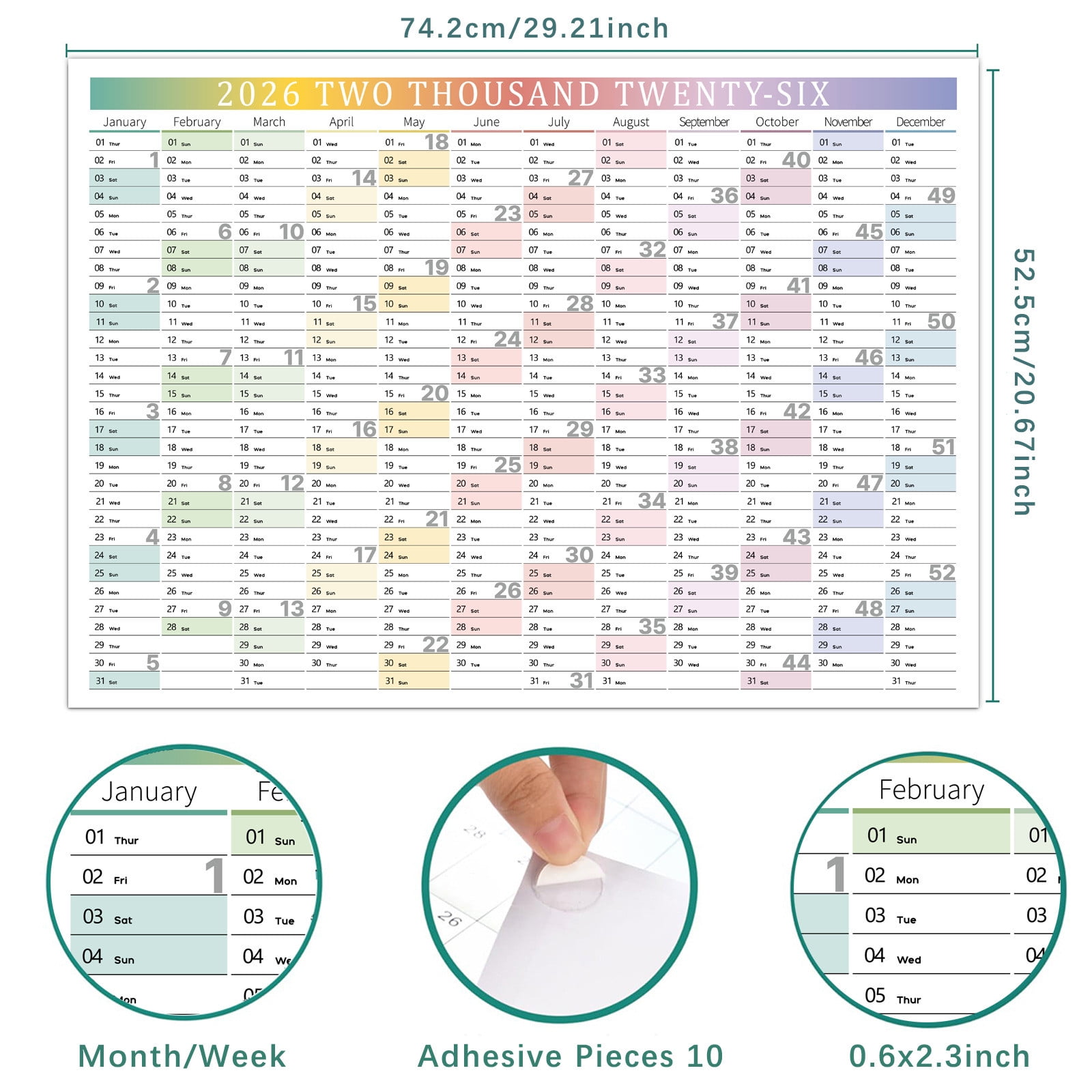 2026 Full-Year English Wall Calendar For Home Or Office, Monthly Layout ...