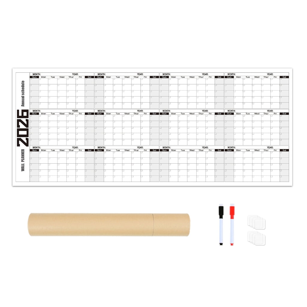 2026 Full Year to View Calendar Wall Planner 100x42cm Erasable Wall ...