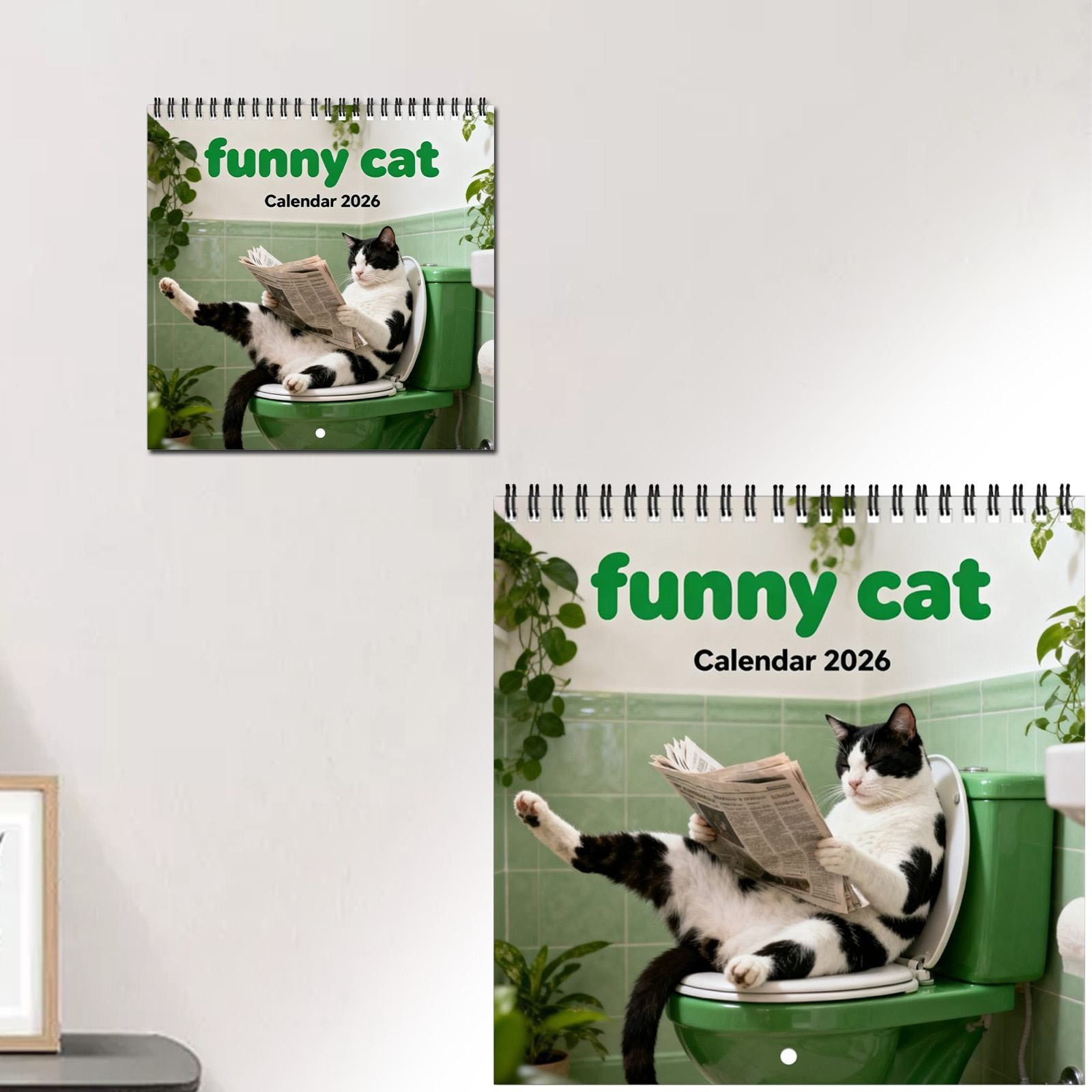2026 Funny Cat Calendar ,Humorous Cat Wall Calendar,Toilet Cat Calendar ...