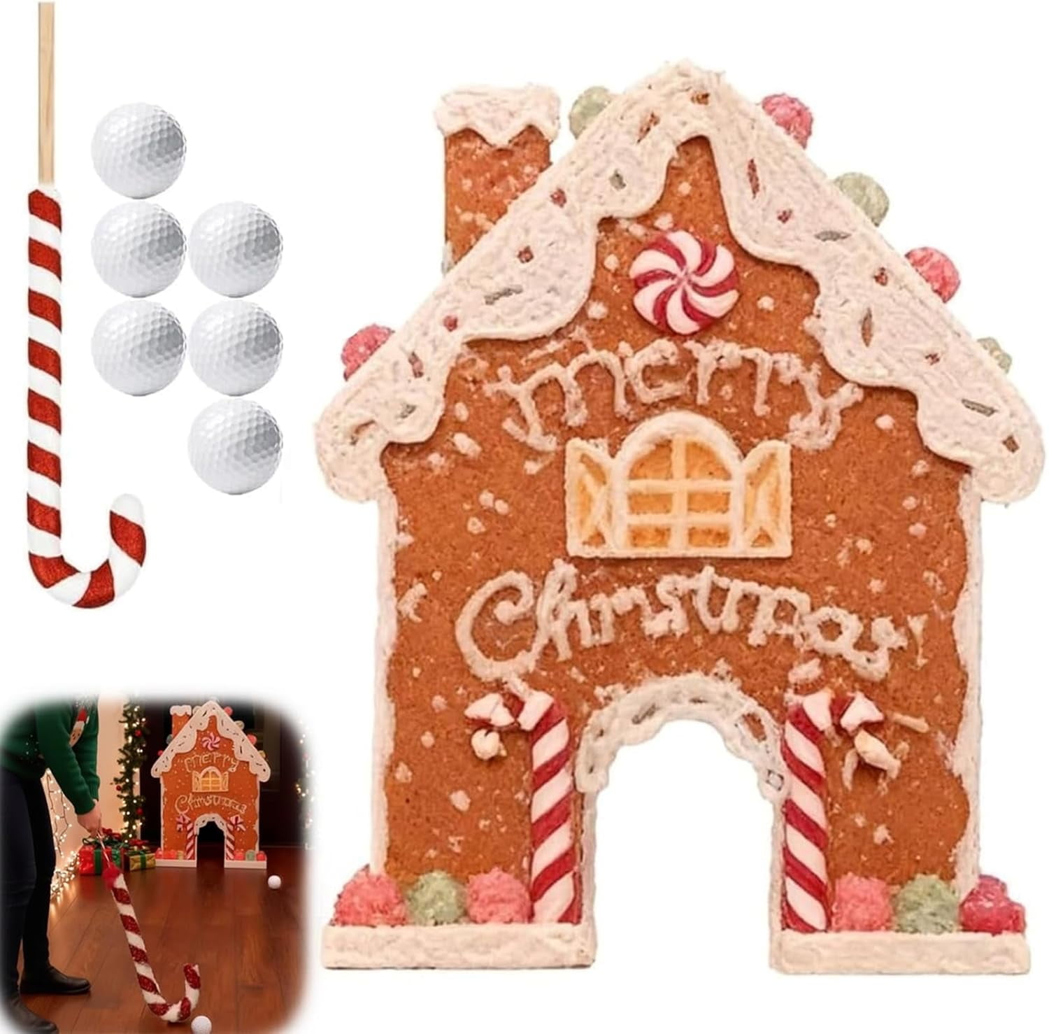 2026 Funny Gingerbread Golf Game Set, Christmas Indoor Golf Toy with ...