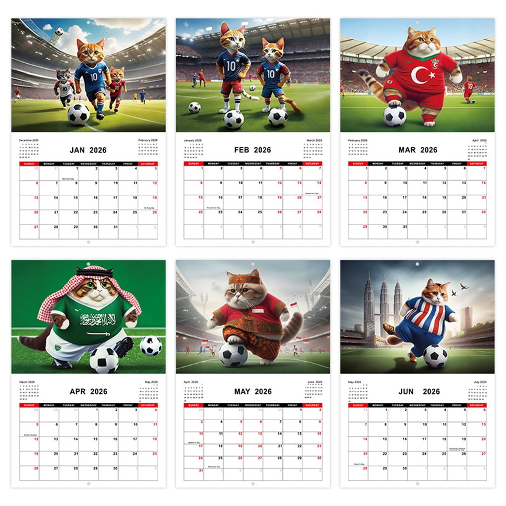 2026 Funny Soccer Cat Wall Calendar, 2026 Soccer Cat Lover's Calendar ...