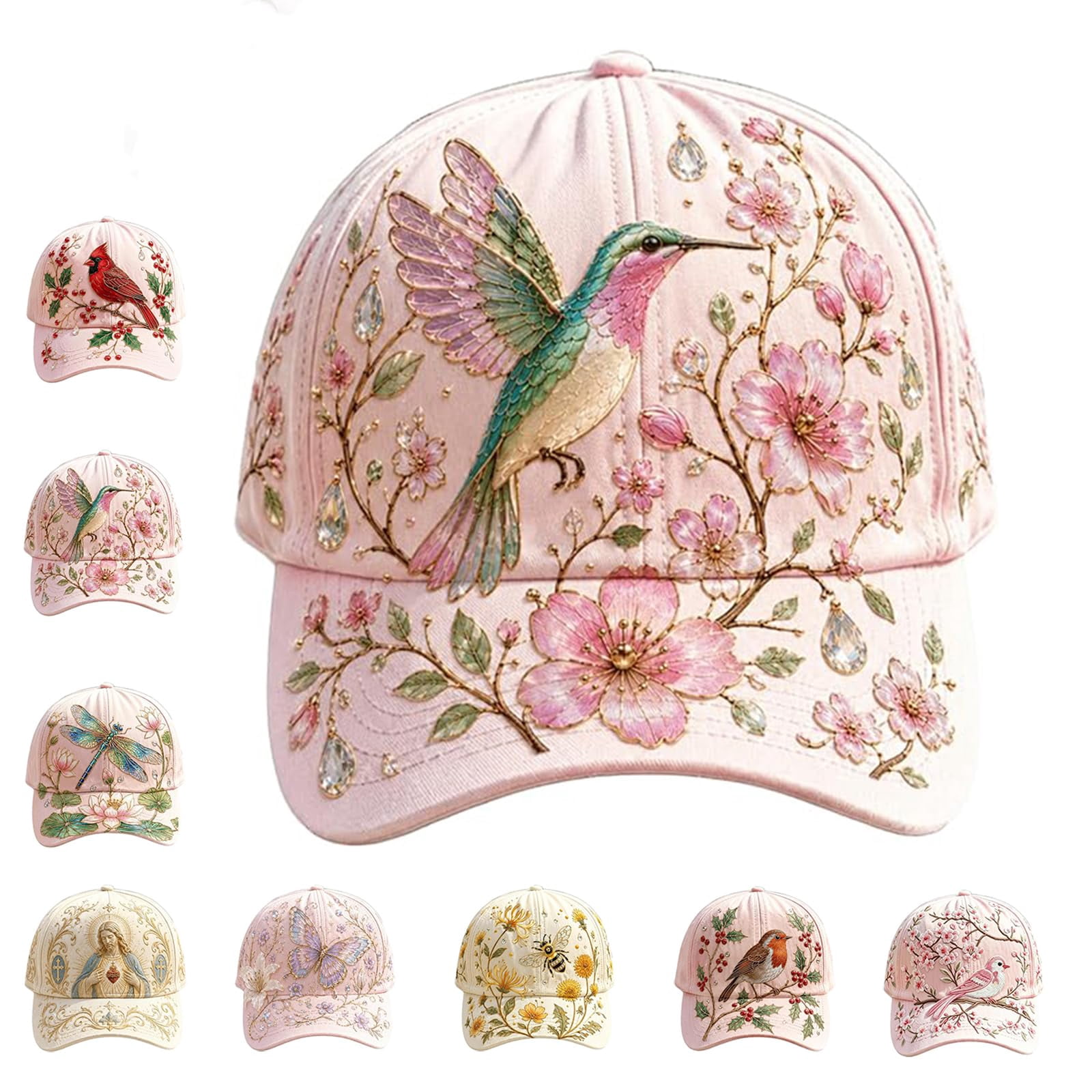 2026 Garden Morning Baseball Cap, Adjustable Floral Hummingbird Flowers ...