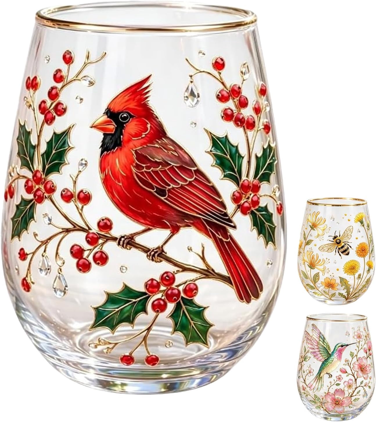 2026 Garden Morning Bliss Glass Tea Cup, Cardinal Floral 14 oz Mug with ...