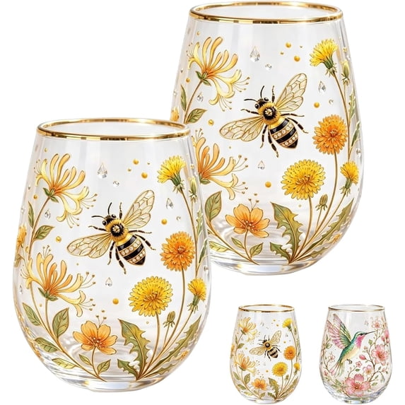 2026 Garden Morning Bliss Glass Tea Cup, Embossed Hummingbird Floral ...