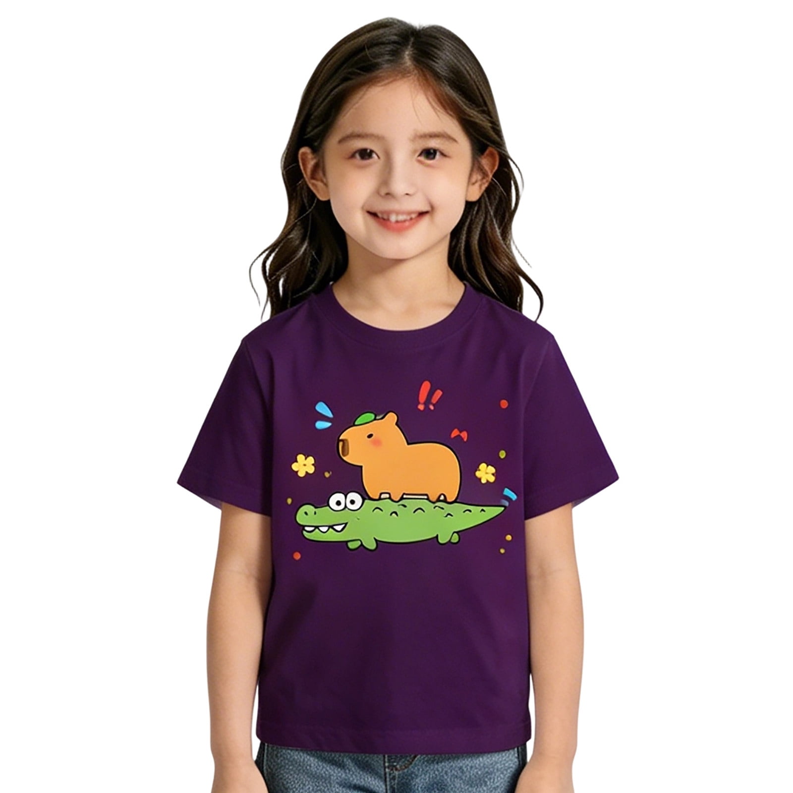 2026 Girls Boys Graphic Tees Kids Cute Summer Tops Casual Short Sleeve ...