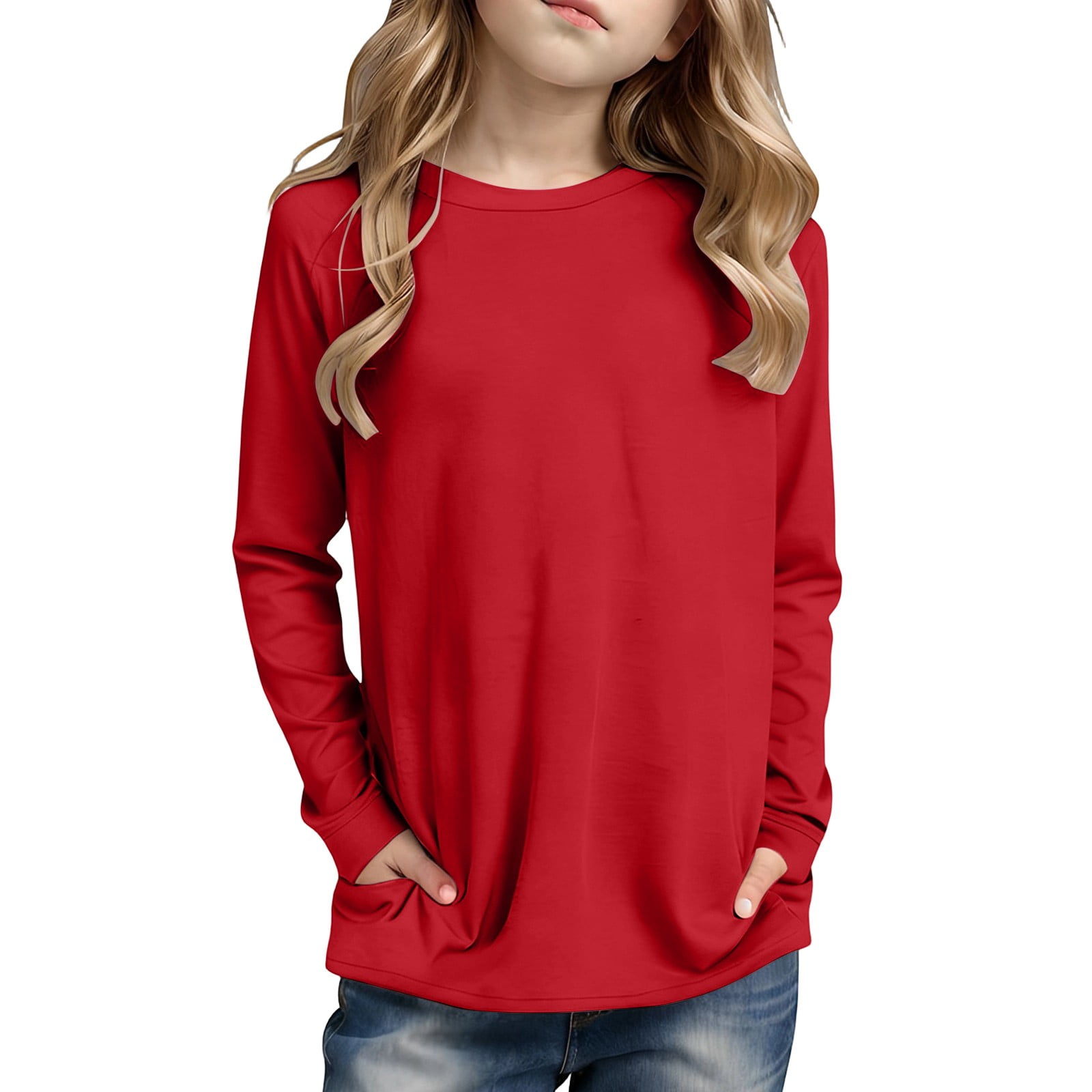 2026 Girls Long Sleeve T Shirts Crewneck Cotton Shirts Kids Loose Fit ...