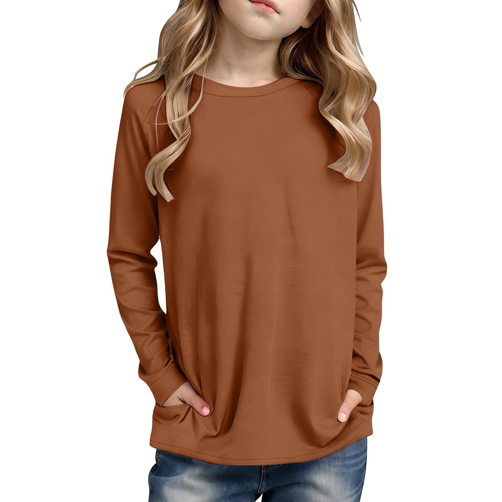 2026 Girls Long Sleeve T Shirts Crewneck Cotton Shirts Kids Loose Fit ...