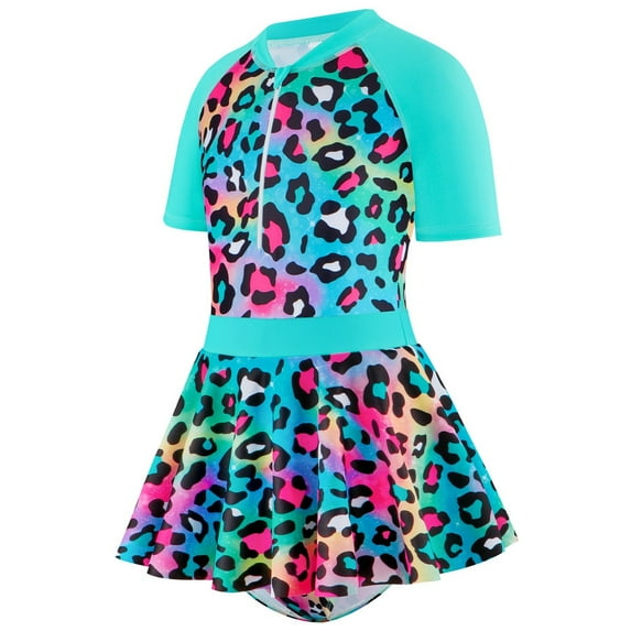 2026 Girls Swimming Suit Toddler Fashionable Colorful Leopard Print Spa ...