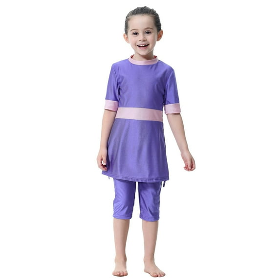 2026 Girls Swimming Suit Toddler Full Coverage Half Sleeve Rash Guard ...