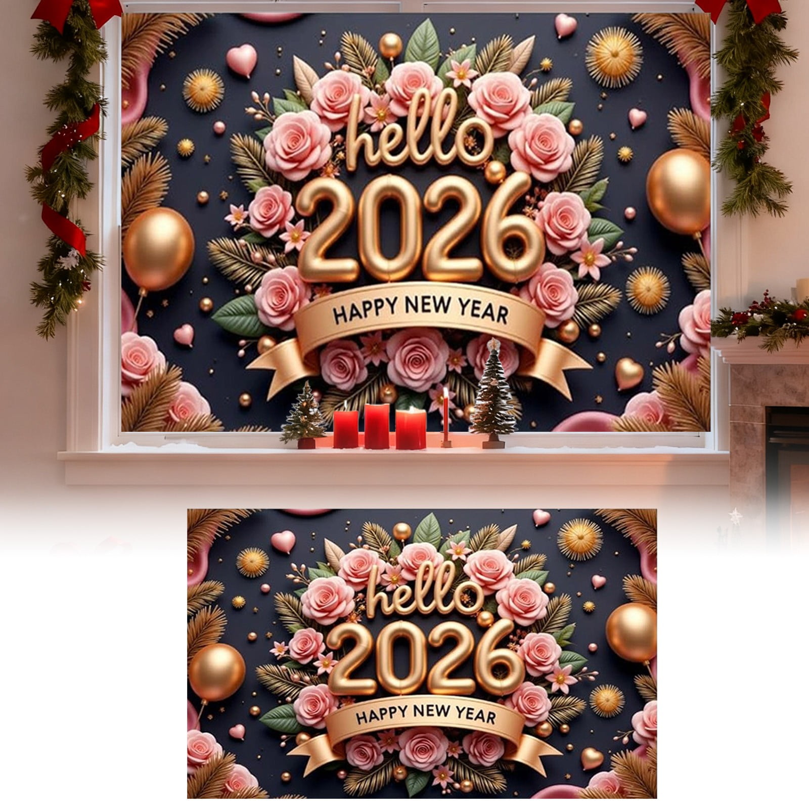 2026 Golden Happy New Year Banner Large Wall Decoration For Family ...