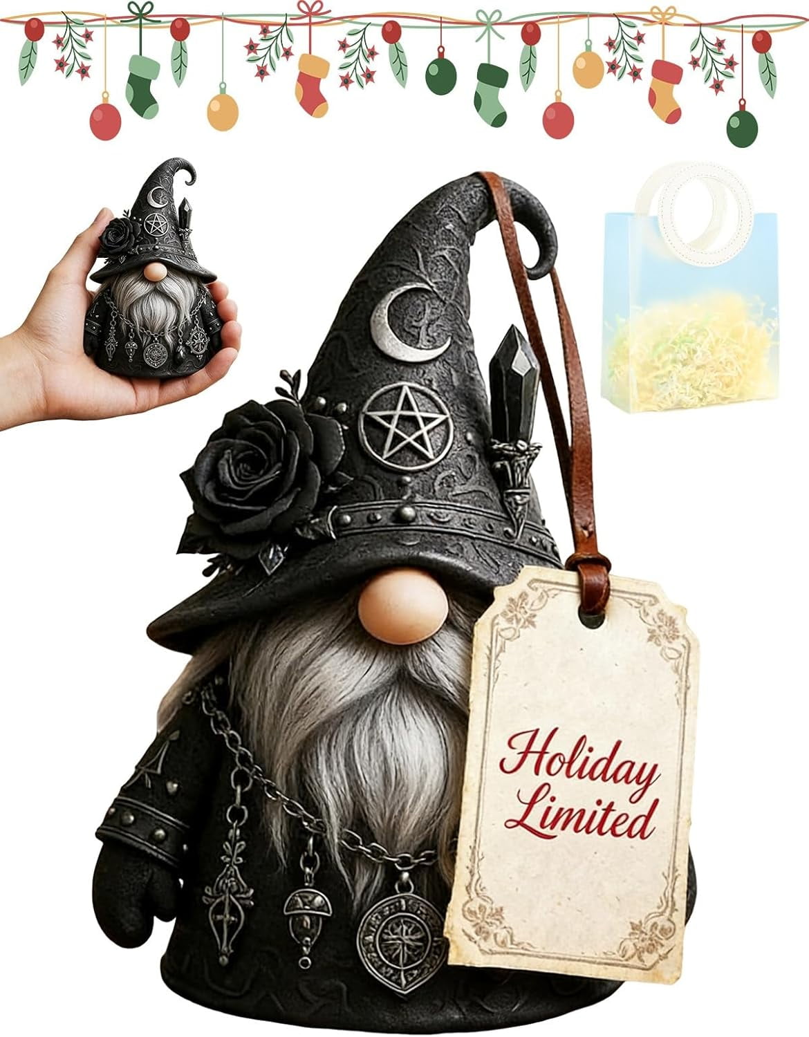 2026 Gothic Wizard Gnome Figurine, Gothic Gnomes Collectible Fall Decor ...