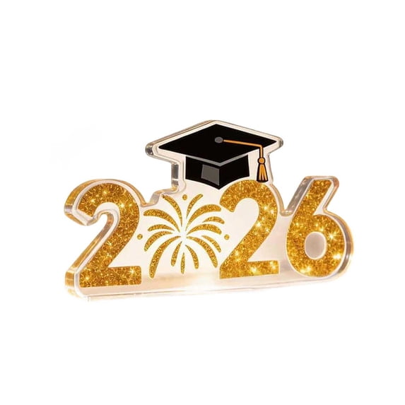 2026 Graduation Acrylic Table Sign,Glitter Grad Cap Desk Decor with ...