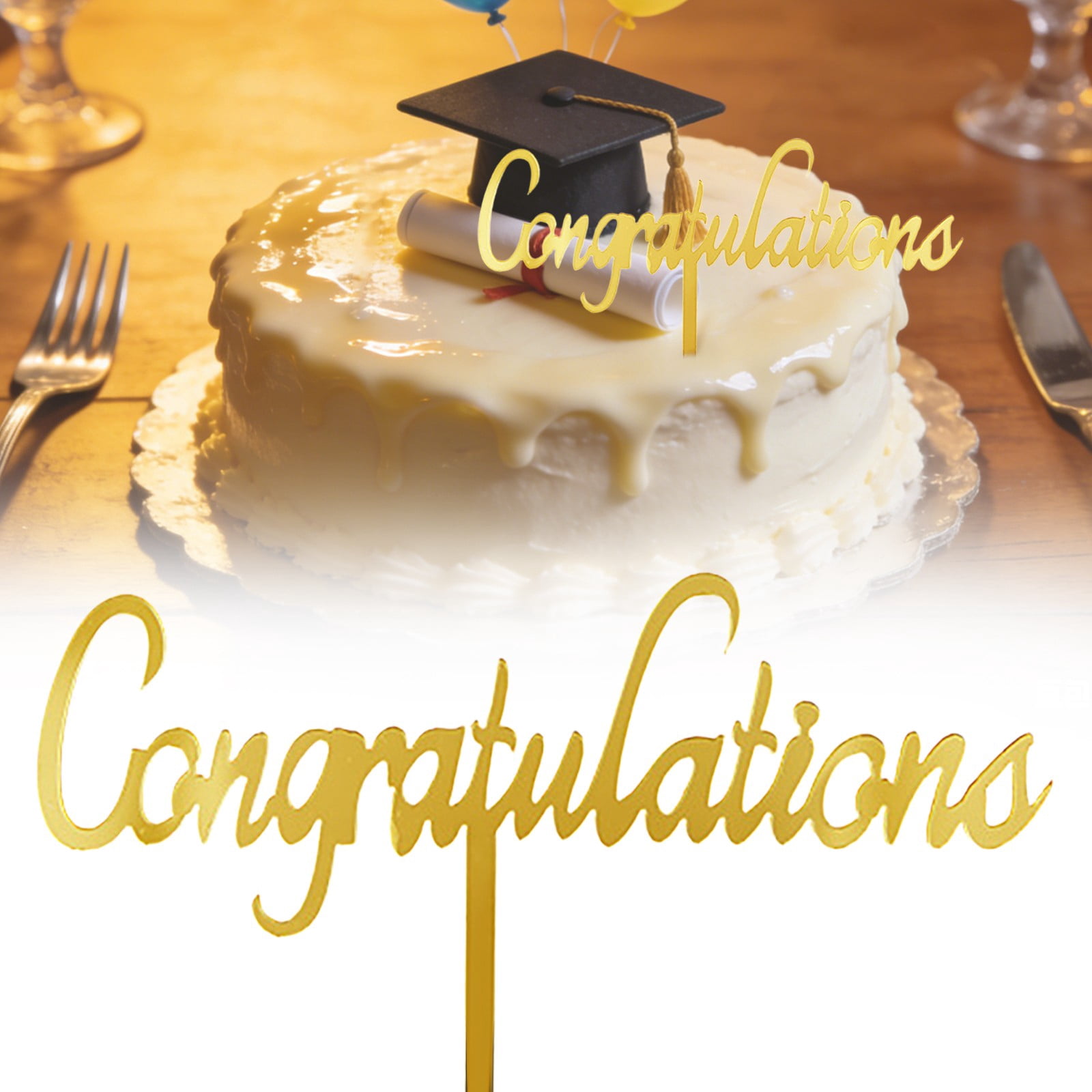 2026 Graduation Cake Topper, Congratulations Glitter Cake Decor for ...