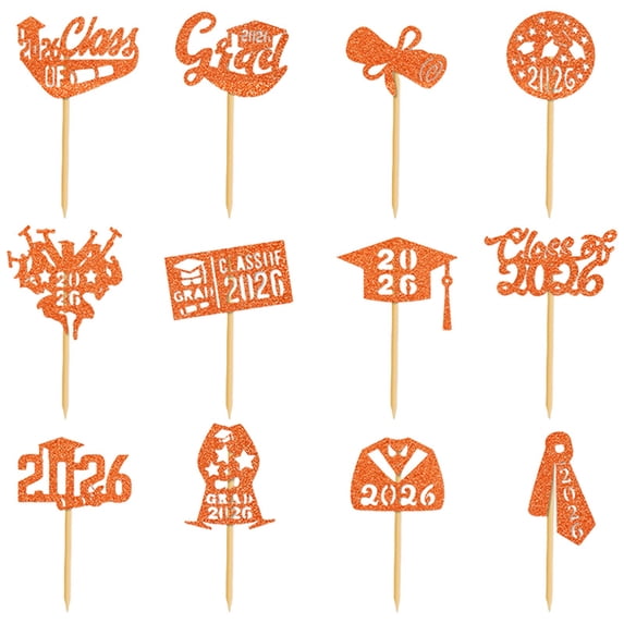 2026 Graduation Cupcake Toppers, Glitter Class of 2026 Grad Cap Diploma ...