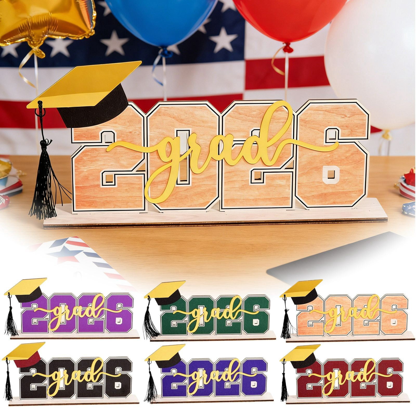 2026 Graduation Decorations 3D Wooden Desktop for The 2026 Graduation ...