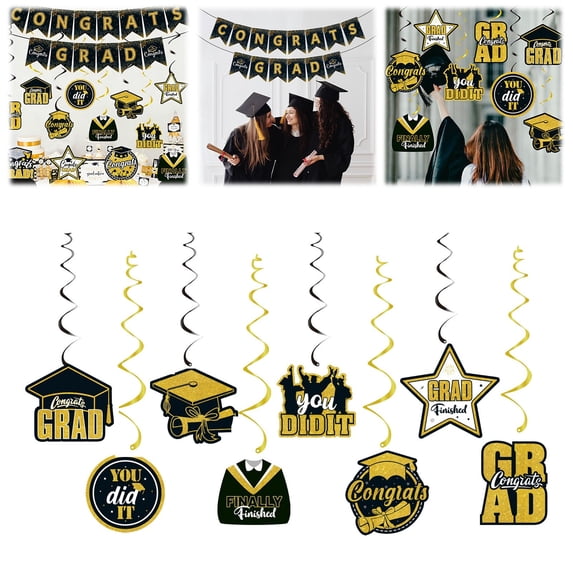 2026 Graduation Decorations Congrats Grad Banner Black And Gold ...