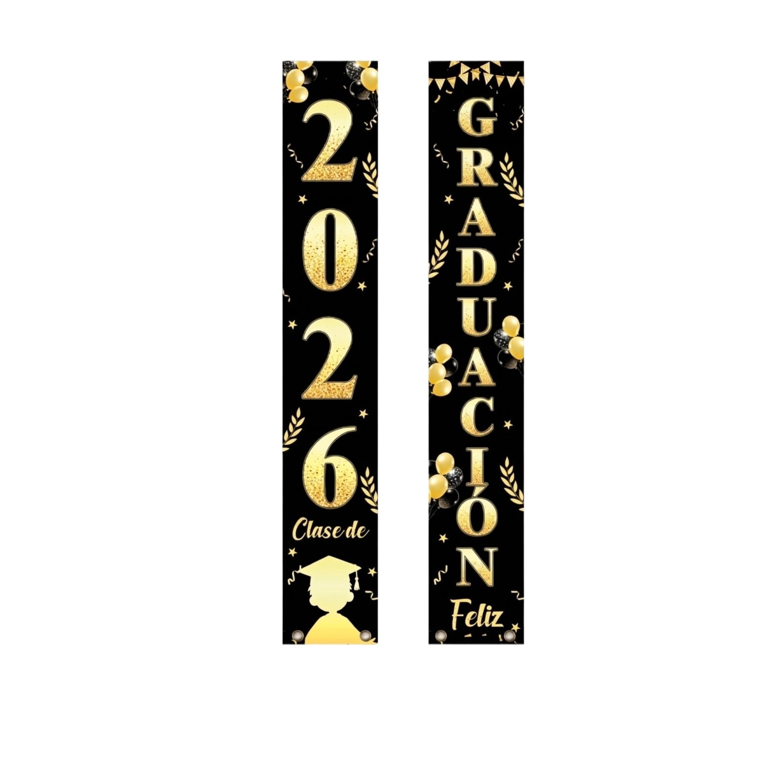 2026 Graduation Front Door Porch Banner, Black Gold Class of 2026 ...