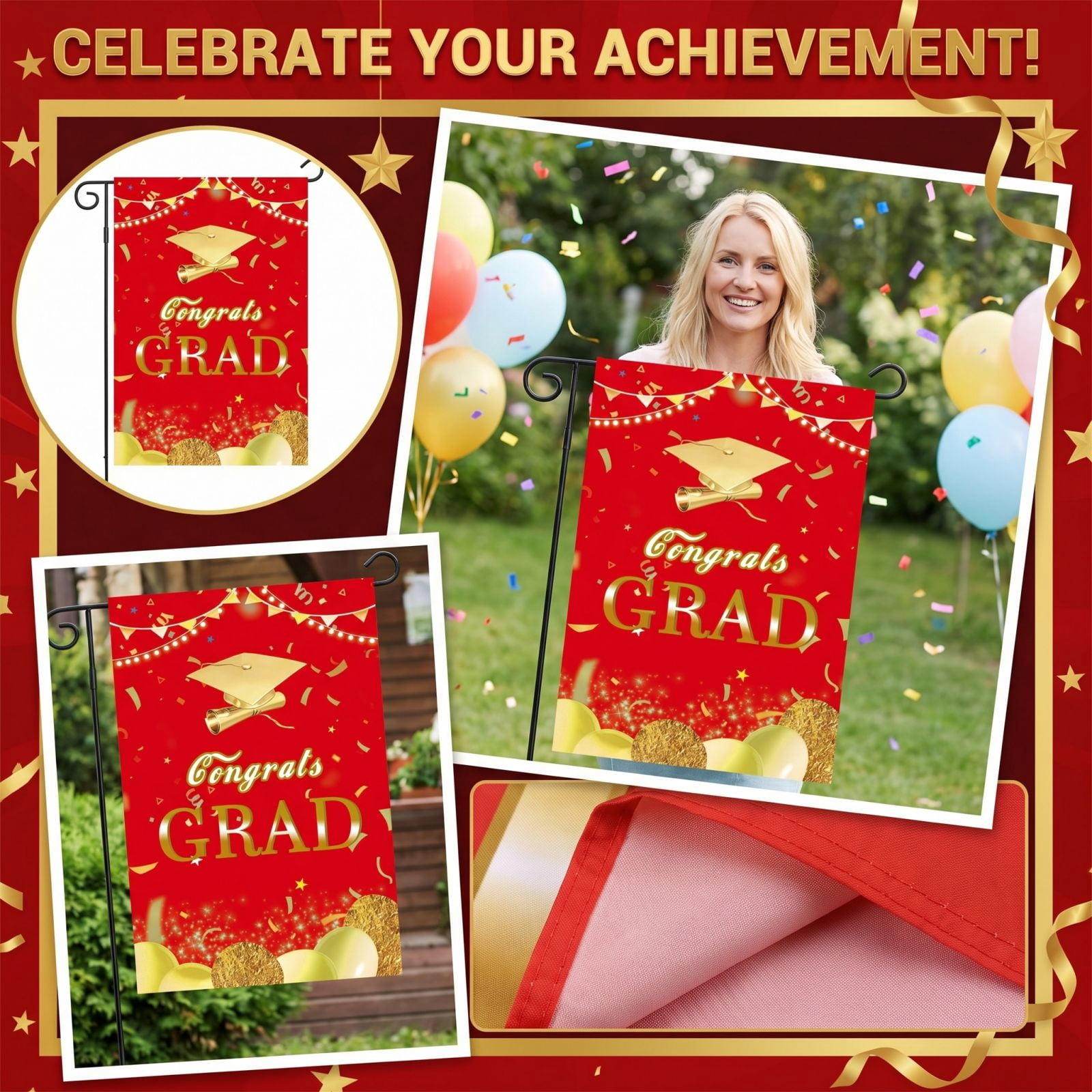 2026 Graduation Garden Flags Congrats Grad Outdoor Decorative Flags for ...