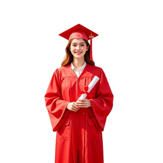 2026 Graduation Gown and Cap Set, Long Sleeve Robe with Tassel & 2 ...