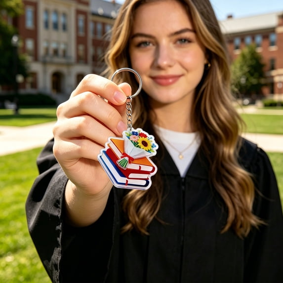 2026 Graduation Keychain for Students, Acrylic Cap and Gown Key Ring ...