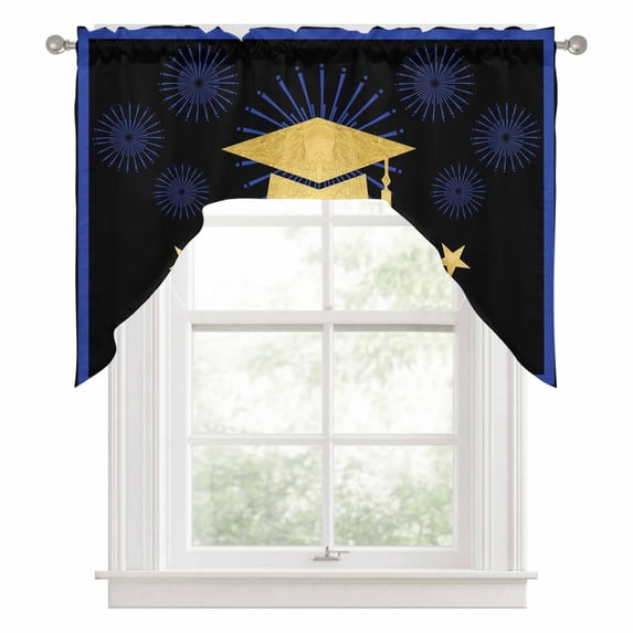2026 Graduation Kitchen Curtains Swag Valance for Windows/Bathroom/Cafe ...