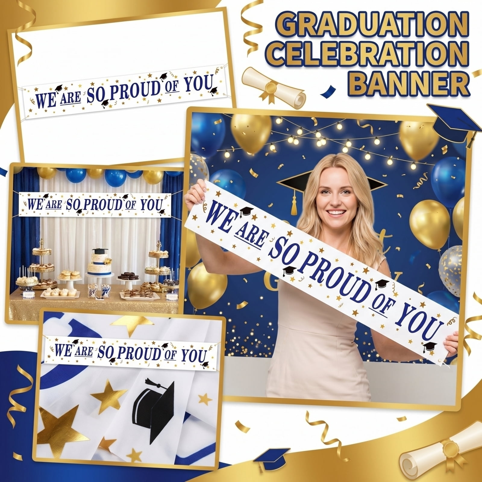 2026 Graduation Party Plastic Backdrop, Congrats Grad Banner, Large ...