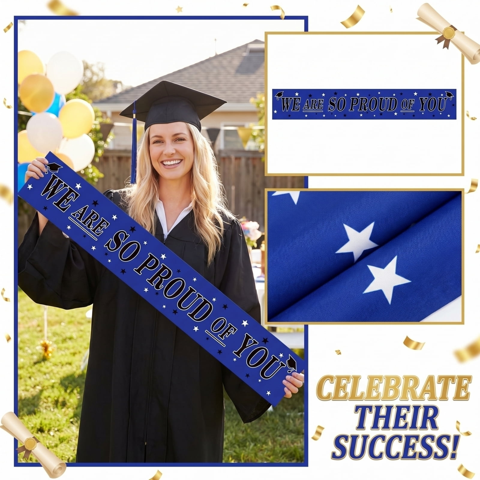 2026 Graduation Party Plastic Backdrop, Congrats Grad Banner, Large ...