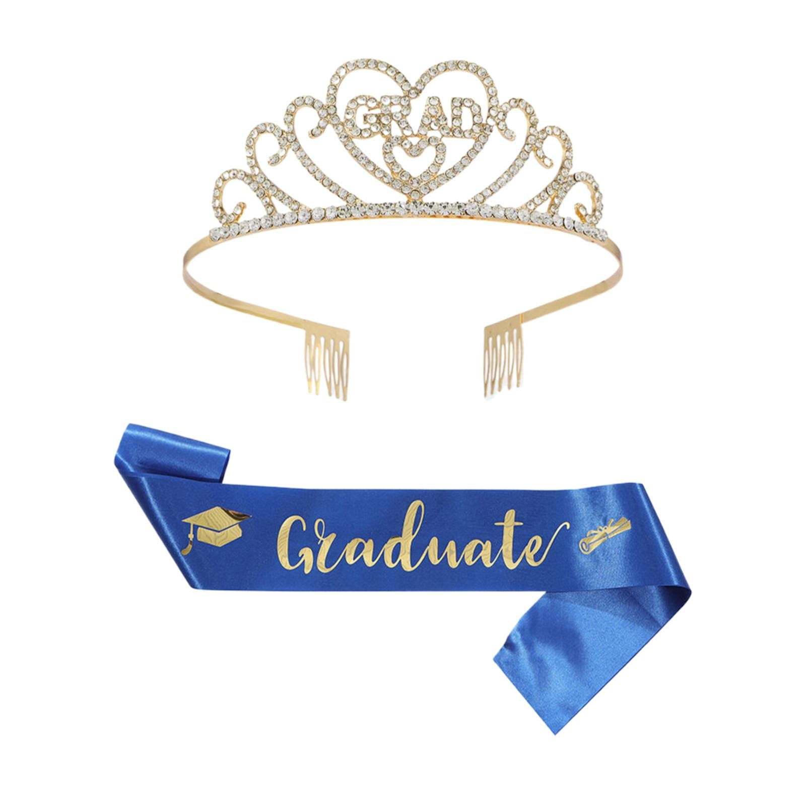 2026 Graduation Party Supplies Kits Glittered Metal Grad Crown and ...
