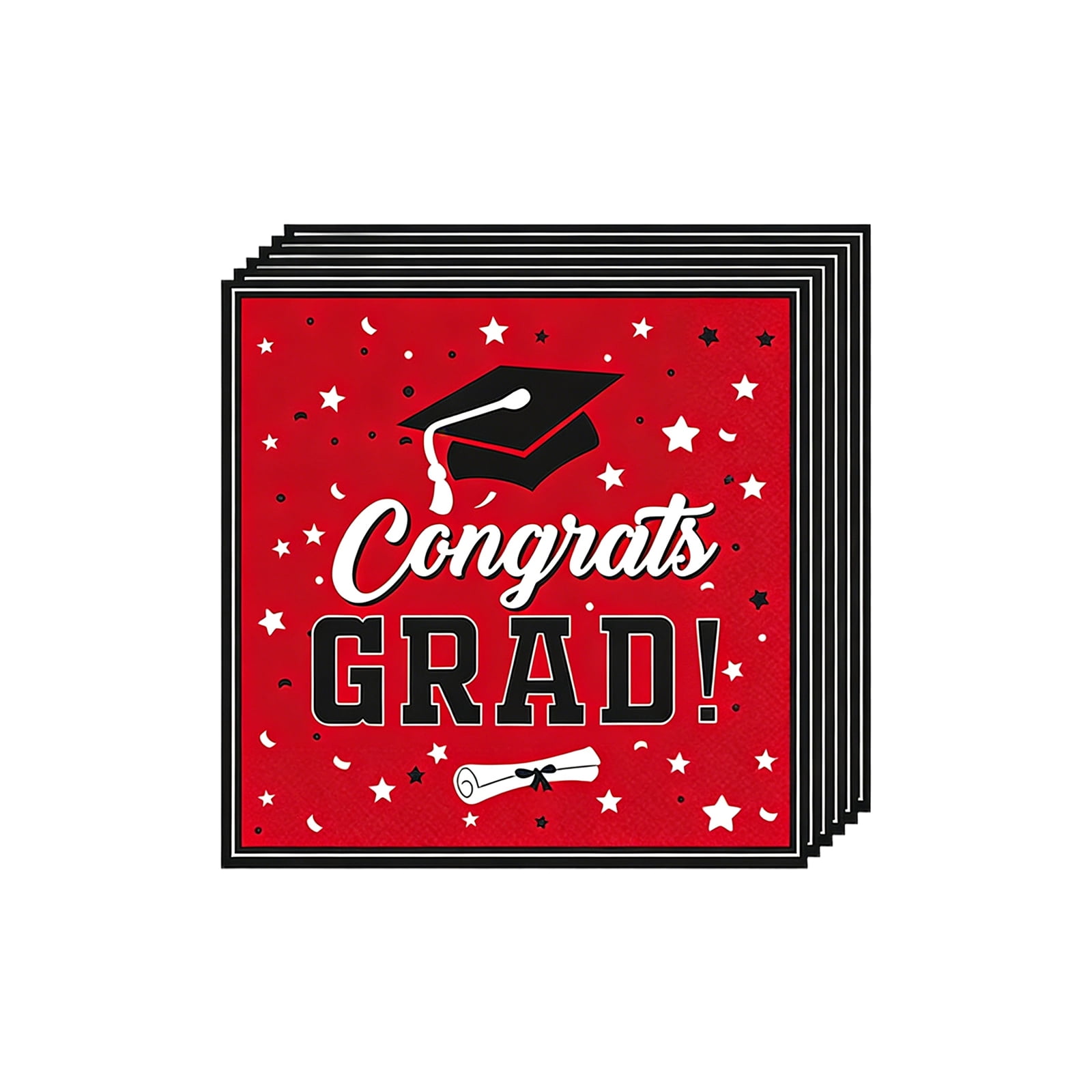 2026 Graduation Party Supplies Set - Red and Black Congrats Grad ...