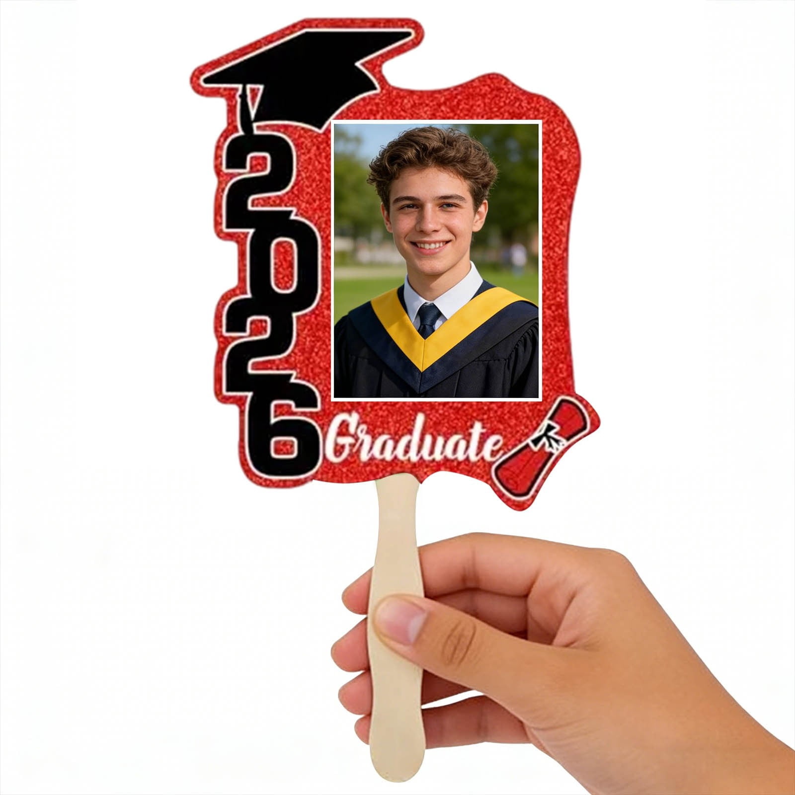2026 Graduation Photo Hand Fan Wooden Graduation Photo Prop Fan for ...