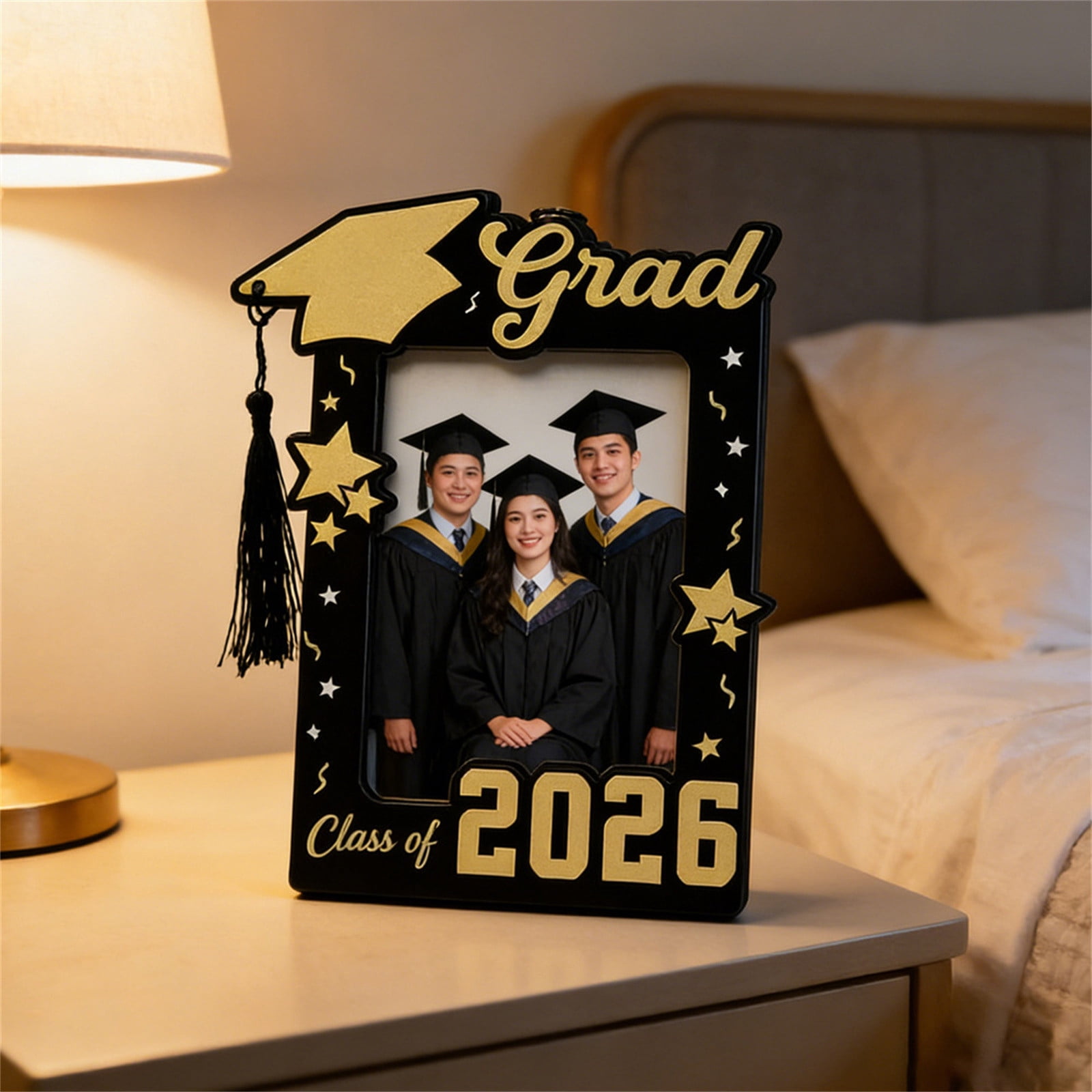 2026 Graduation Themed Wooden Photo Frame with Natural Wood Grain ...