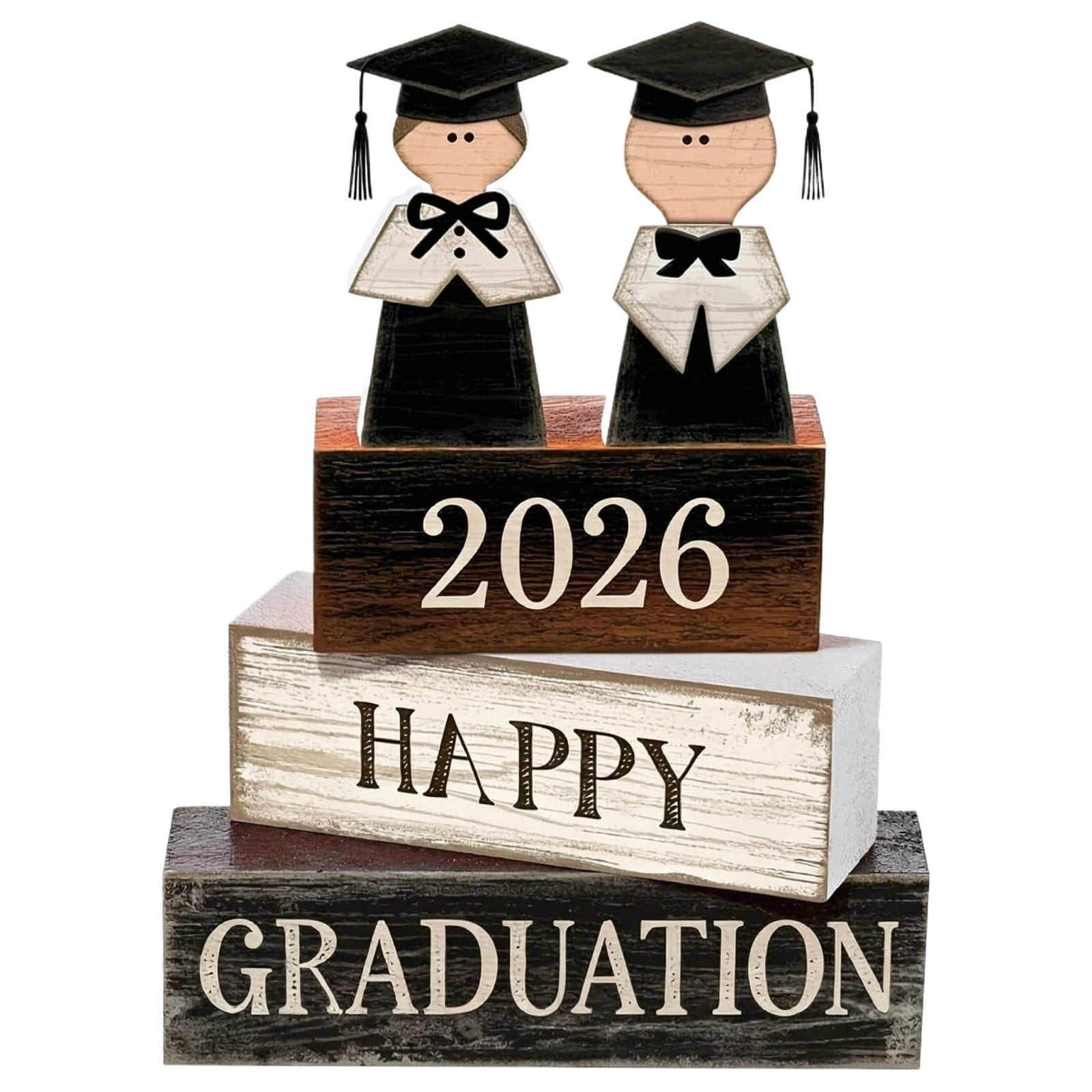2026 Graduation Tiered Tray Decor, Rustic Wooden Block Signs with ...