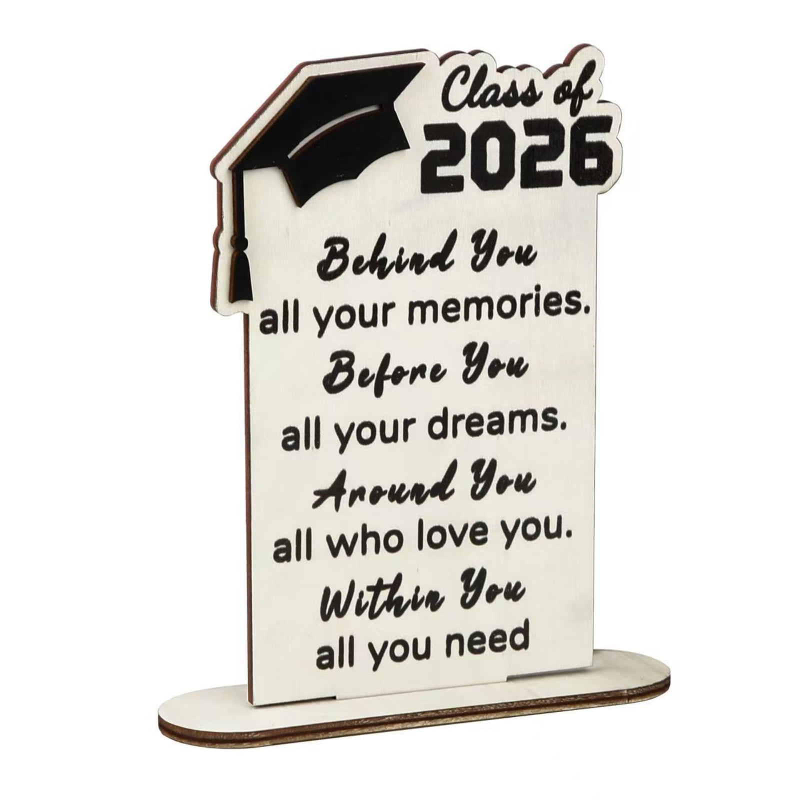 2026 Graduation Wooden Plaque Desktop Decor with Inspirational Quote ...